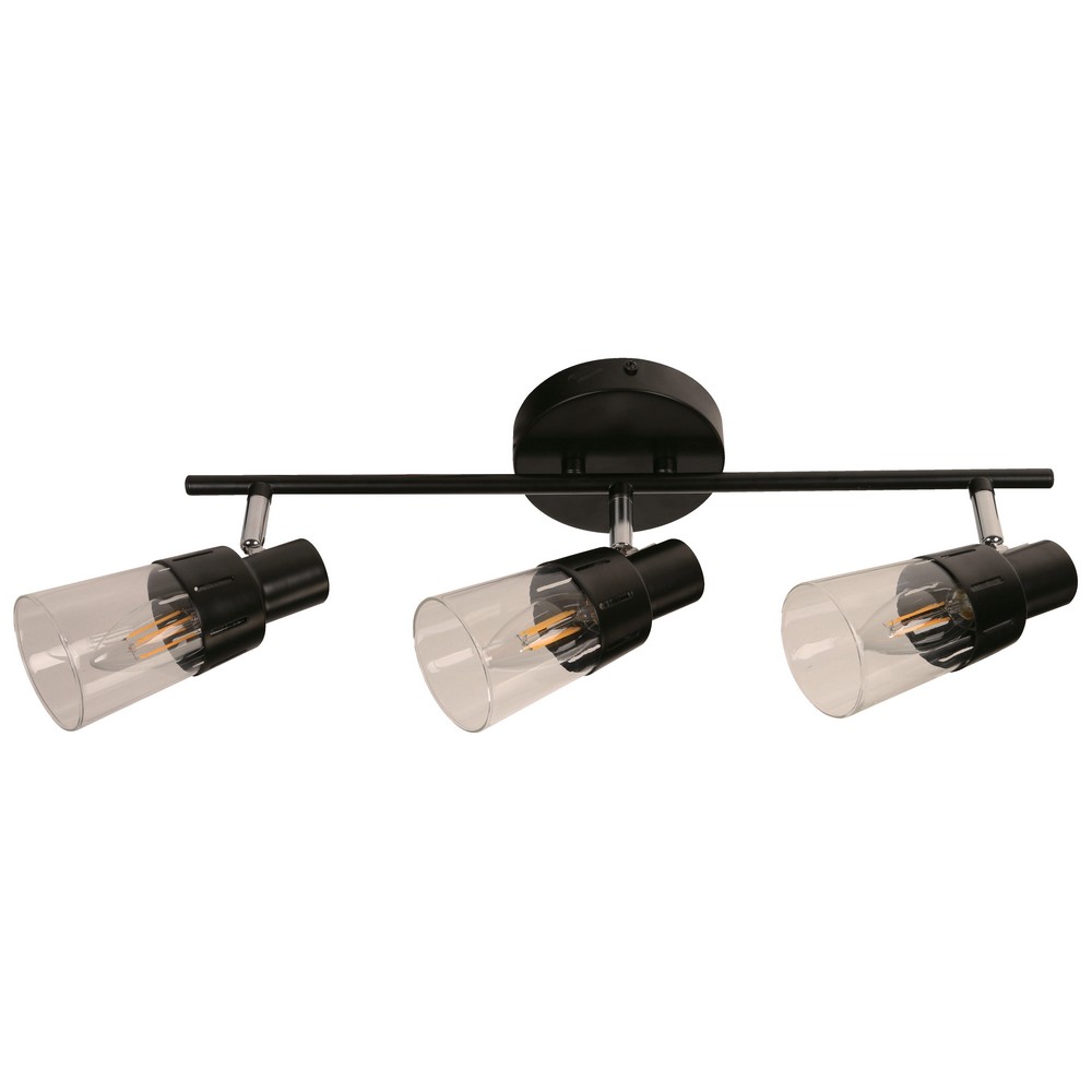 Riel negro mate 3 luces E14 40w | Grupo Lumimexico